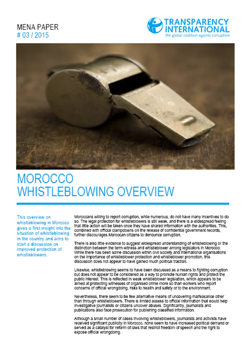 Internal Whistleblowing Systems: Best Practice… - Transparency.org
