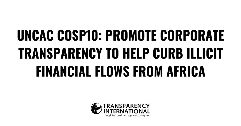 UNCAC CoSP10: Promote corporate transparency to… - Transparency.org